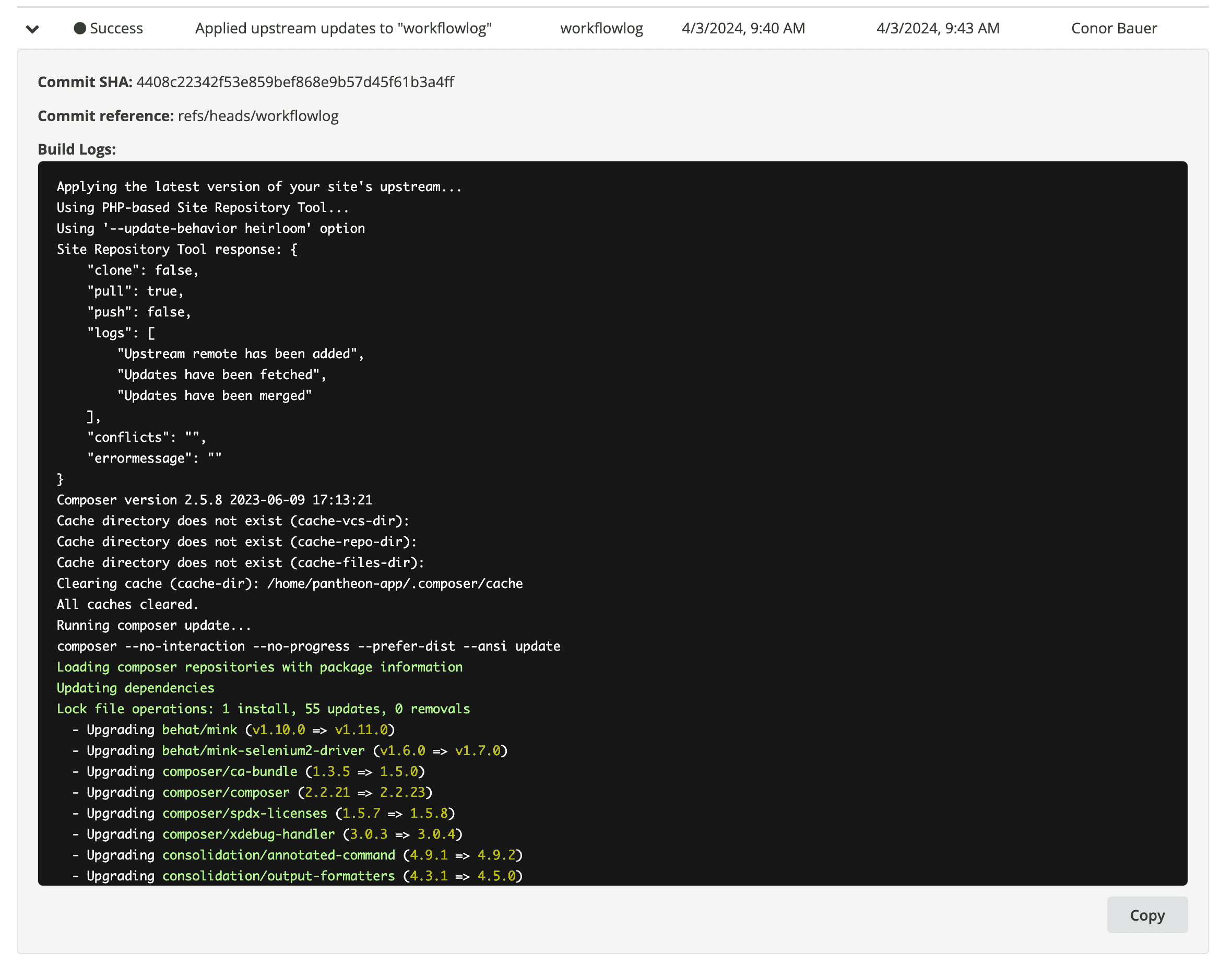 Workflow Logs | Pantheon Docs