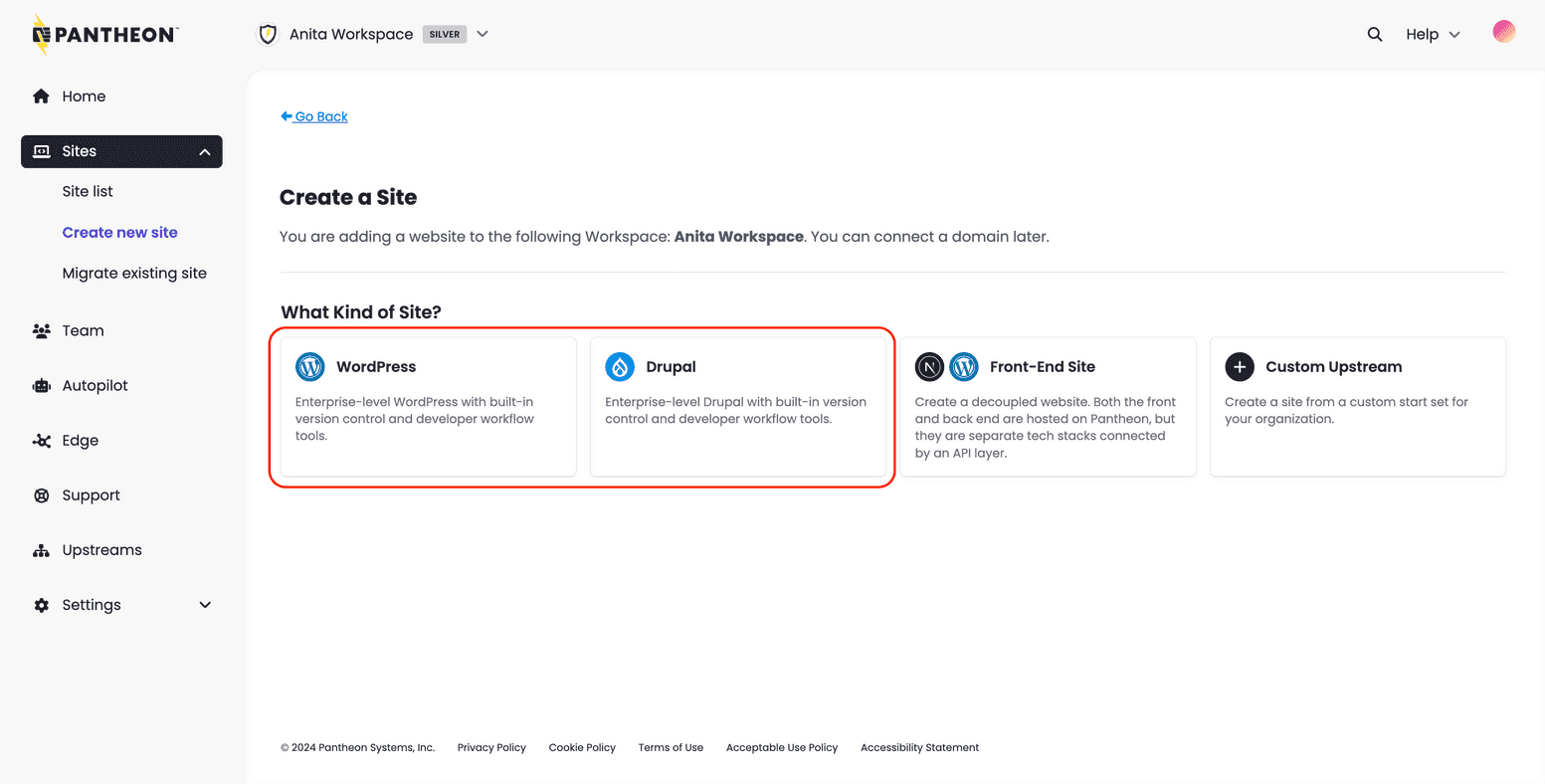Add a Site | Get Started with Pantheon | Pantheon Docs
